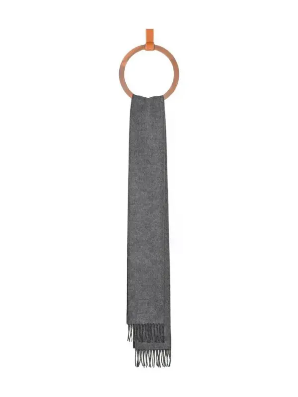 Loewe Logo-patch Fringed Scarf - Grey