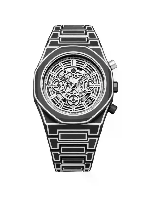 D1 MILANO Polycarbonate Skeleton Chronograph 40.5mm - Black