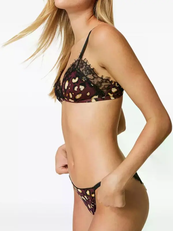 TWINSET Animal-print Lace-trimmed Bra