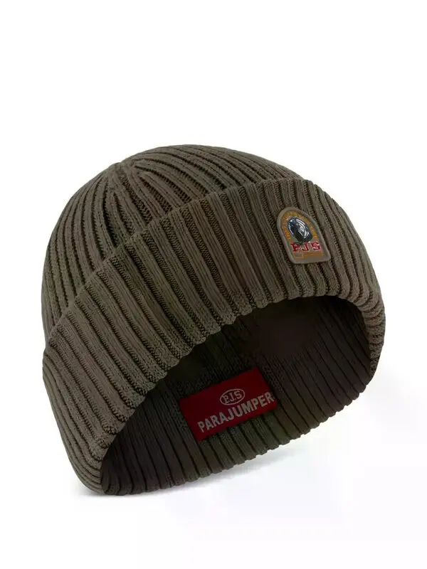 PARAJUMPERS Ribbed Logo-patch Beanie - 103 Green