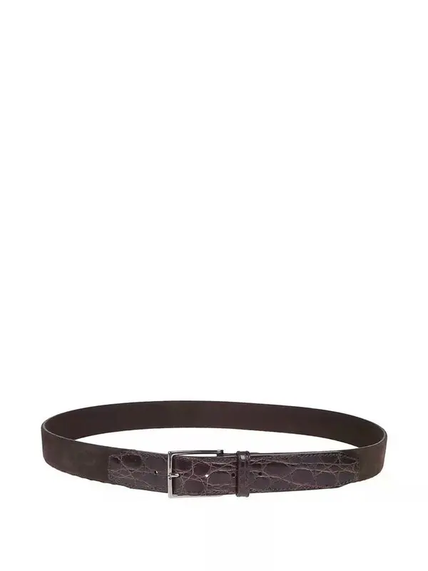 ORTIGNI Crocodile-embossed Suede Belt