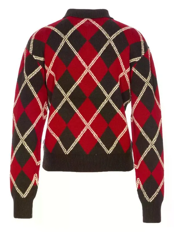Guest In Residence Diamond-pattern Polo Sweater
