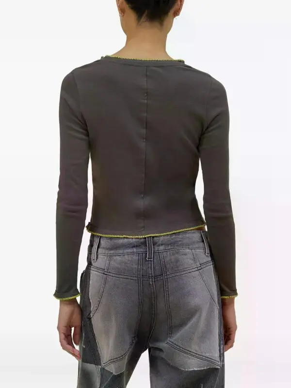 Eckhaus Latta Crew-neck Long-sleeve T-shirt With Stitching - Grey