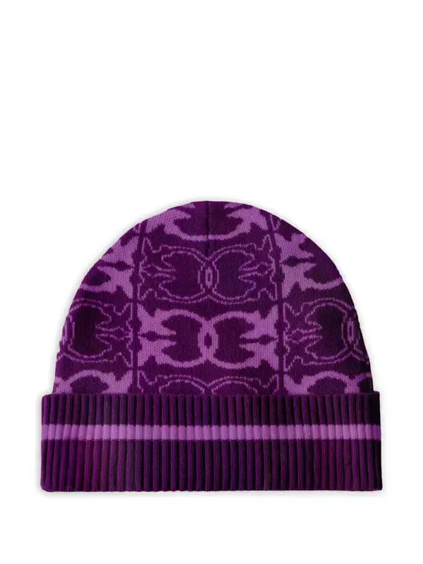 Pinko Patterned Ribbed Beanie - Purple
