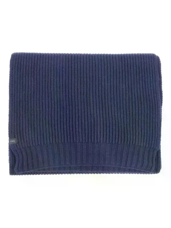 FAY Ribbed Wool Scarf - Blue