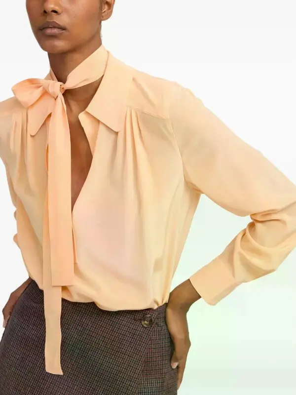 YVES SALOMON Tie-neck Silk Blouse - Orange