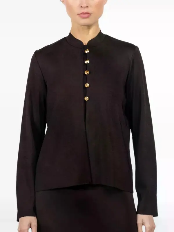 LA GALPA Mandarin-collar Top With Crystal Buttons