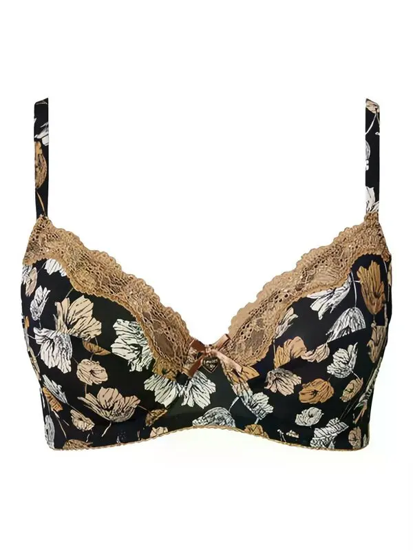 TWINSET Floral-print Underwire Bra - Black