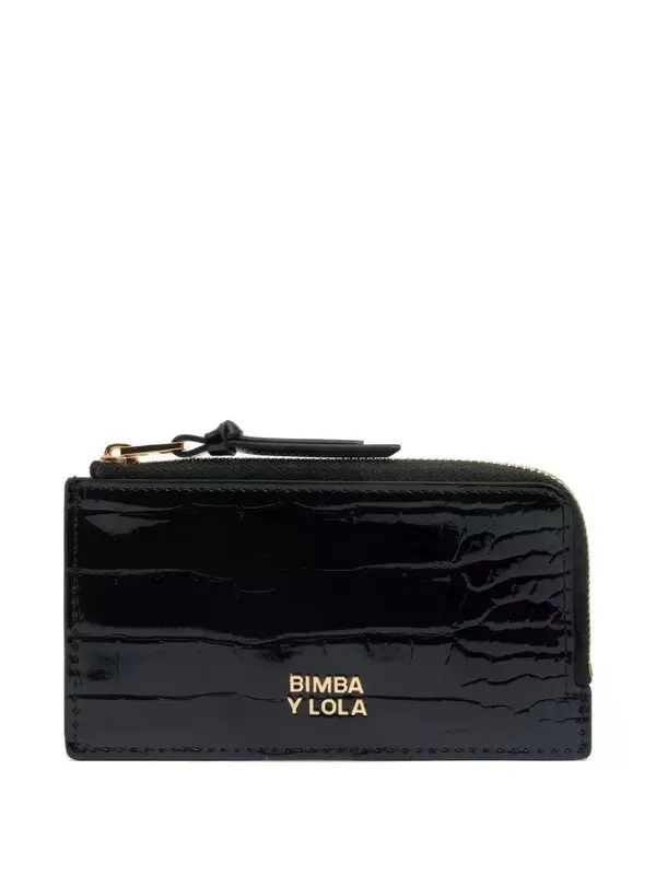 Bimba Y Lola Crocodile-effect Zip Purse - Black