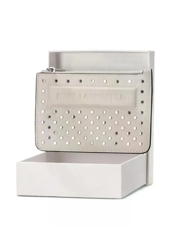 Karl Lagerfeld Stud-embellished Zipped Wallet - Neutrals