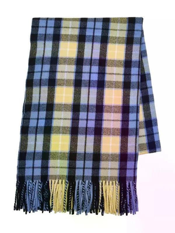 UNDERCOVERISM Check-fringe Scarf - Blue