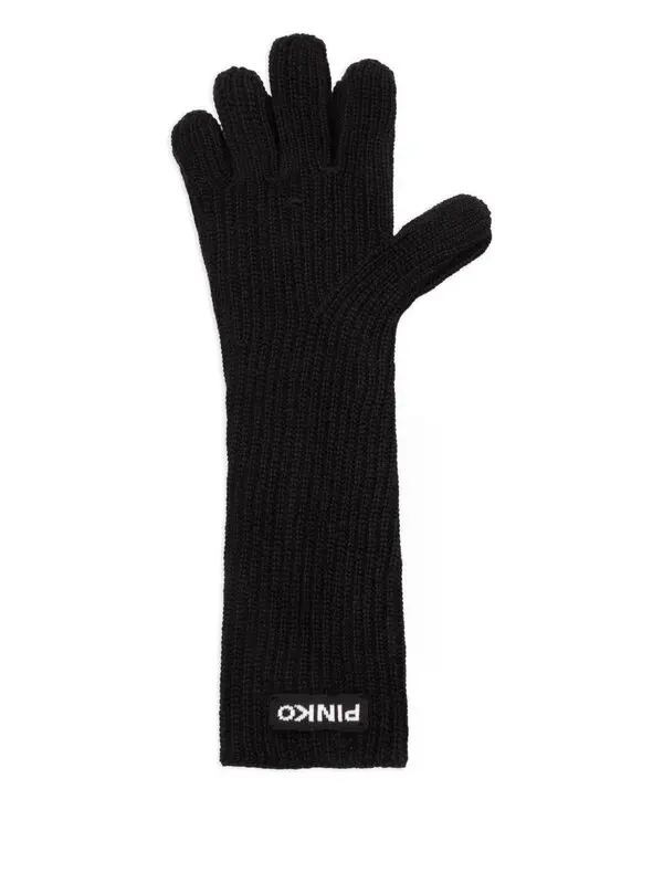 Pinko Ribbed-knit Gloves - Black