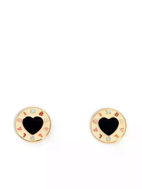 Bimba Y Lola Heart Enamel Earrings - Gold