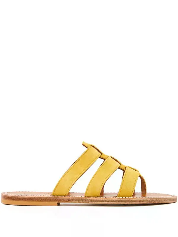K.JACQUES Three-band Leather Flat Sandals - Yellow