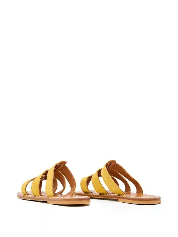 K.JACQUES Three-band Leather Flat Sandals - Yellow