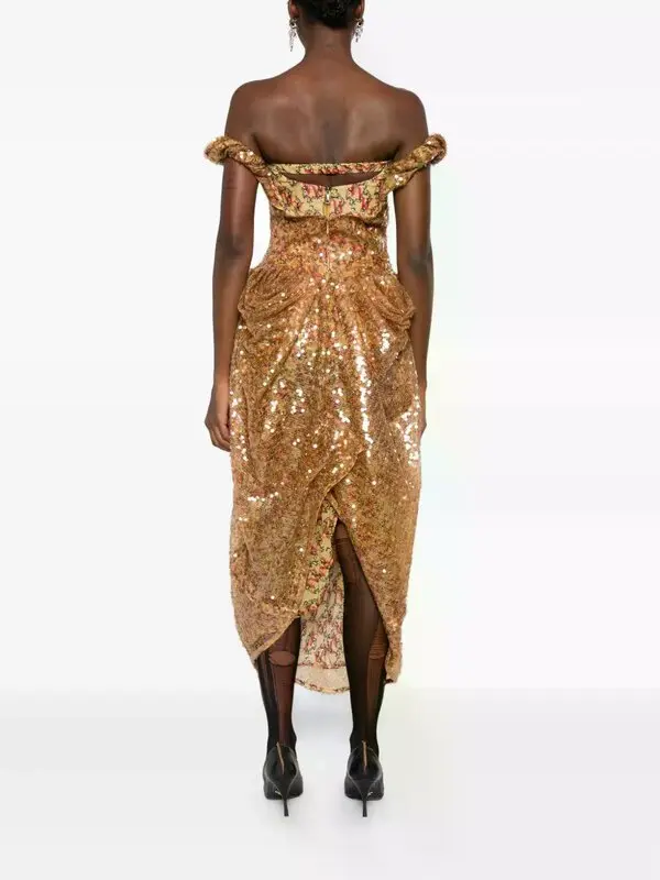 Vivienne Westwood Sequin-Embellished Draped Dress In Gold - 29% Off |  Editorialist