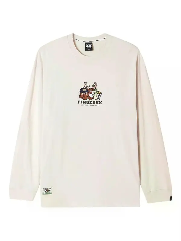 FINGERCROXX Embroidered Animal Long-sleeve T-shirt - White