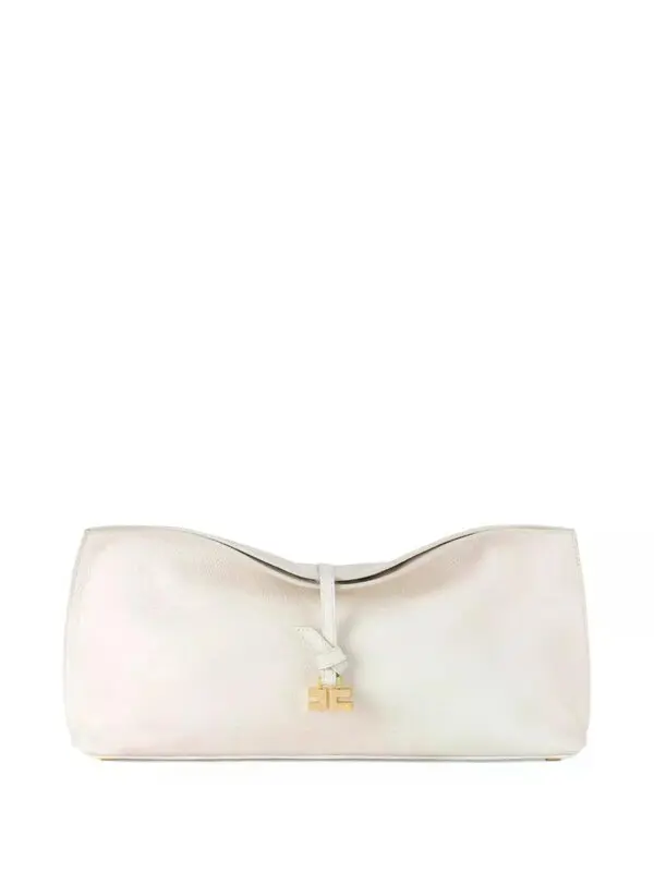 Elisabetta Franchi Boulevard Leather Tie-fastening Clutch - Neutrals