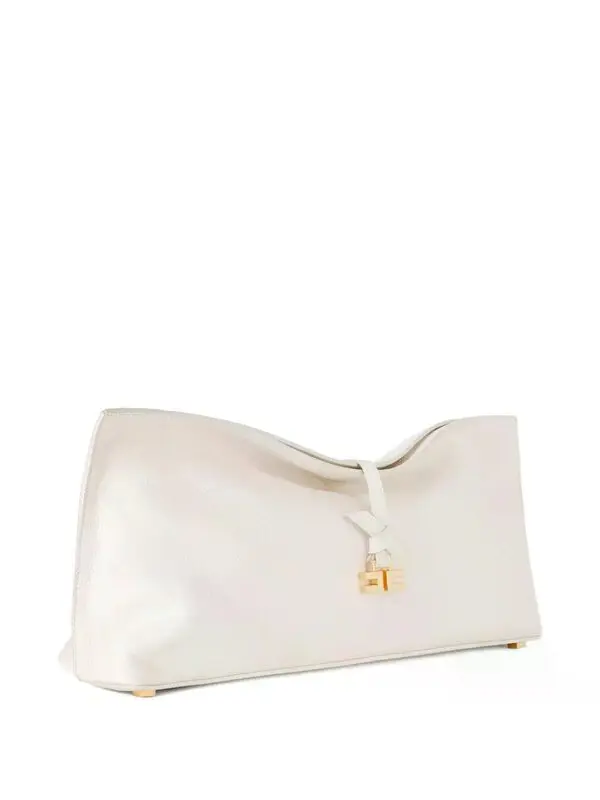 Elisabetta Franchi Boulevard Leather Tie-fastening Clutch - Neutrals