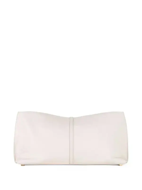 Elisabetta Franchi Boulevard Leather Tie-fastening Clutch - Neutrals