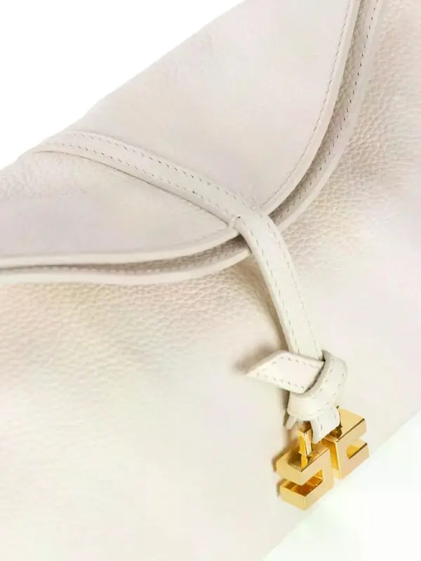 Elisabetta Franchi Boulevard Leather Tie-fastening Clutch - Neutrals
