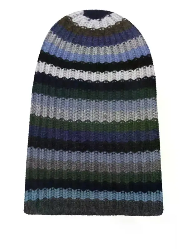 HURRAY Striped Ribbed Beanie - Blue
