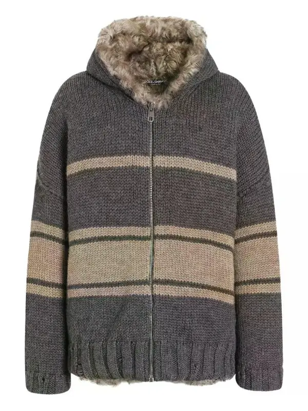 Dolce & Gabbana Striped Fur-trimmed Hoodie
