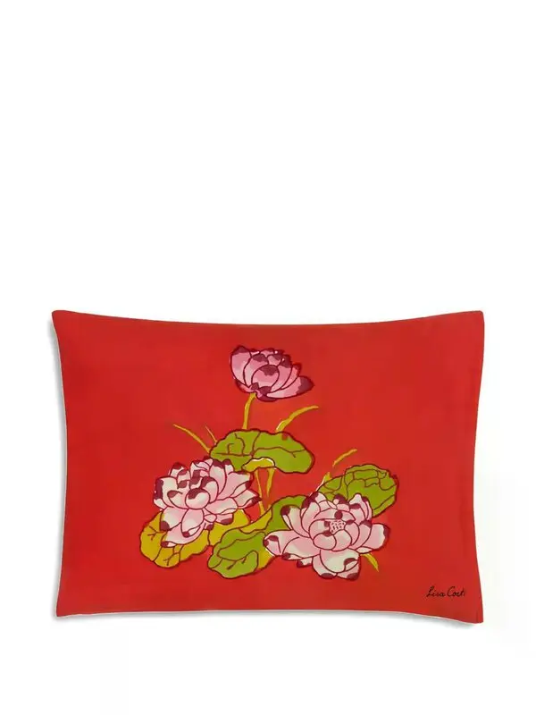 LISA CORTI Tea Flower Rectangular Cushion - Red