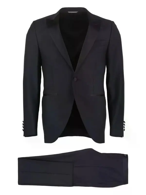 Canali Peak-lapel Wool Suit - Black
