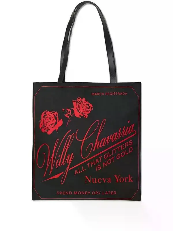 WILLY CHAVARRIA Rose-print Tote Bag - Black