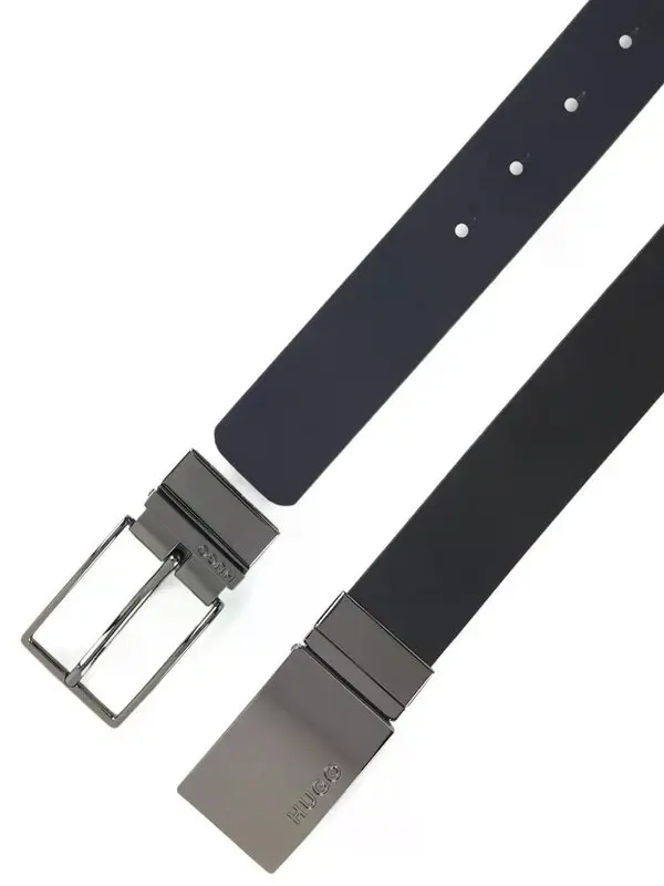 Hugo Rectangular Buckle Leather Belt