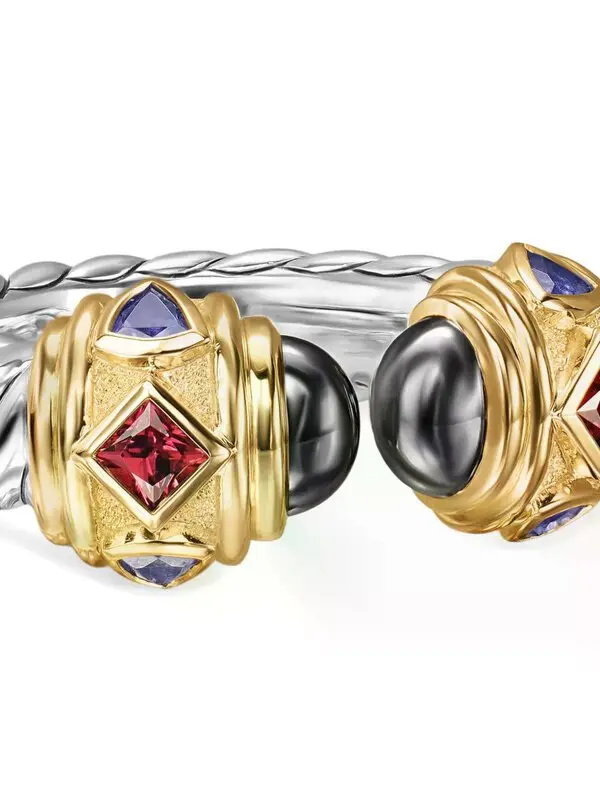 David Yurman 14k Yellow Gold And Sterling Renaissance Multi-stone Ring - Silver