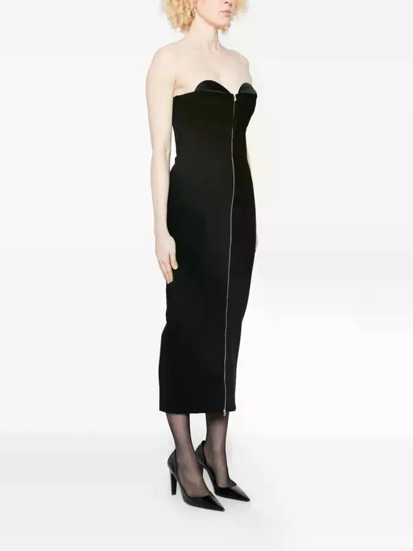 CHB CHRISTIAN BOARO Zip-front Strapless Midi Dress