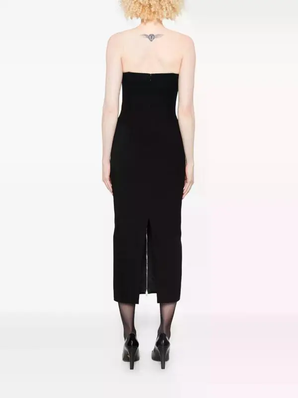 CHB CHRISTIAN BOARO Zip-front Strapless Midi Dress