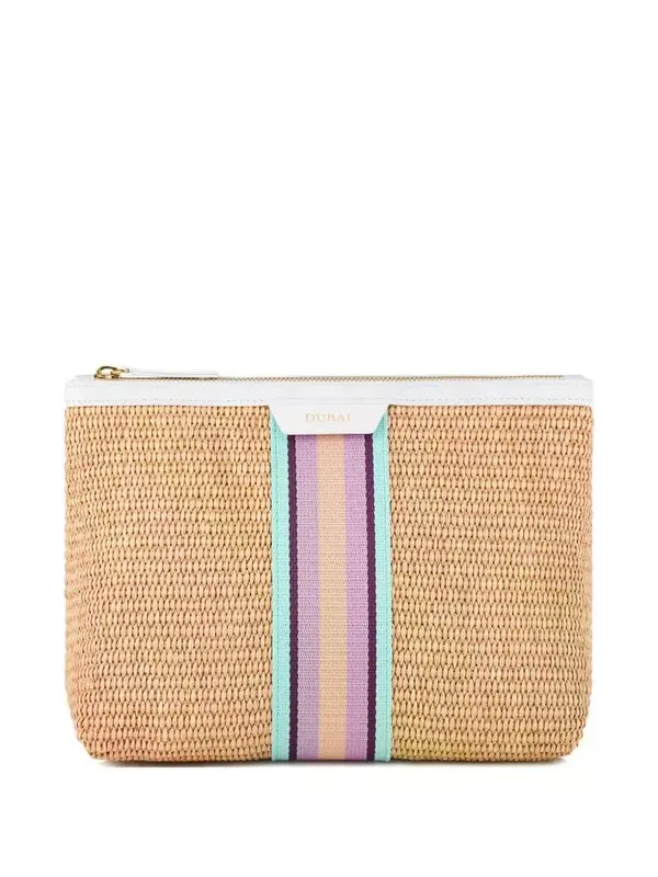 AQUAZZURA Raffia Stripe Clutch Bag
