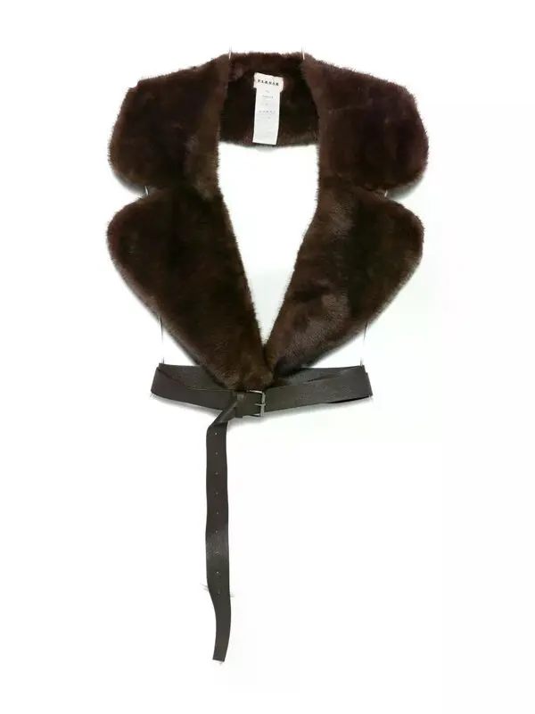P.a.r.o.s.h Fur-trimmed Leather Belt Scarf - Brown