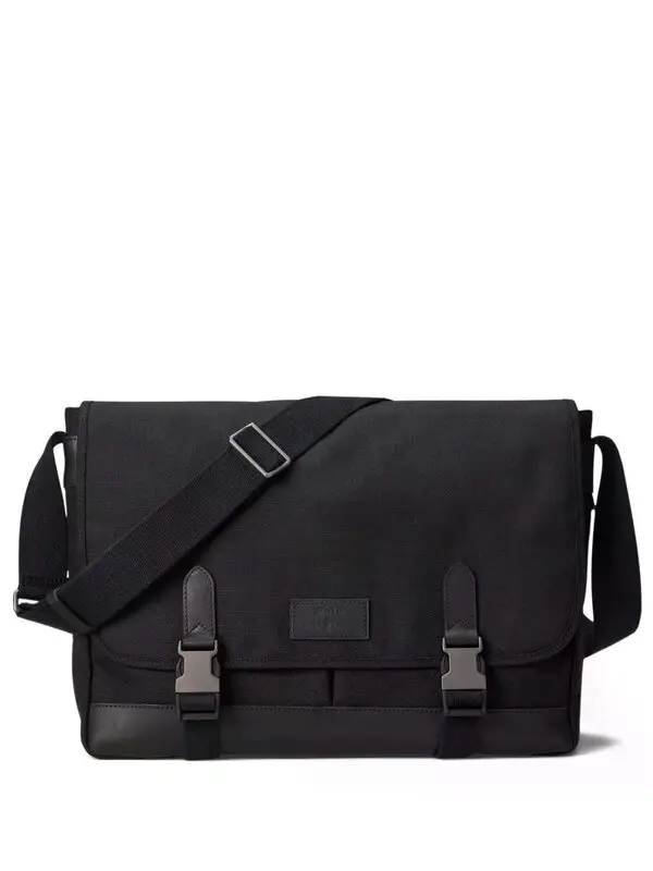 Polo Ralph Lauren Leather-trimmed Messenger Bag - Black