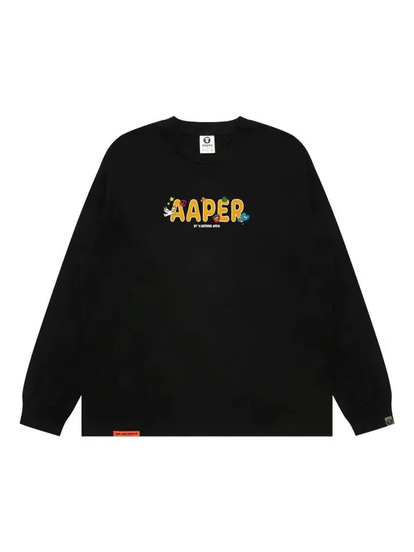 AAPE BY *A BATHING APE Long-sleeve Logo T-shirt - Black