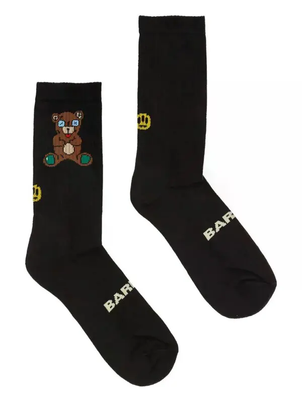 BARROW Bear-embellished Ankle Socks - Black