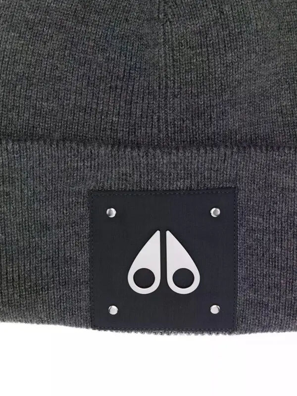 Moose Knuckles Logo-plaque Wool Beanie - Grey