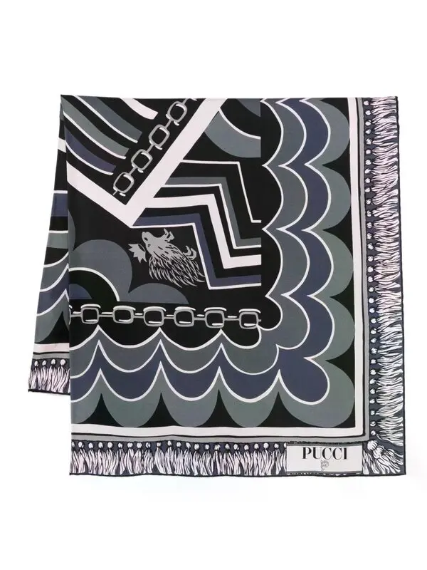 Emilio Pucci Printed Silk Scarf - Black