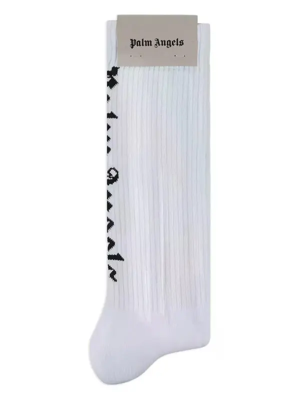 Palm Angels Logo-detail Cotton-blend Socks - White