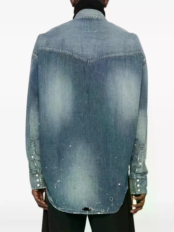 Mihara Yasuhiro Paint-splatter Patchwork Denim Shirt