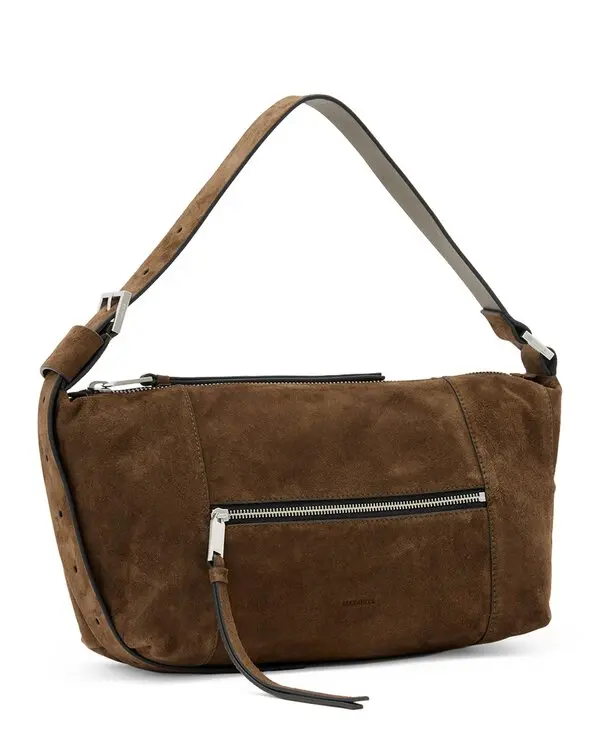 ALLSAINTS Vega Suede Shoulder Bag - Fango Brown