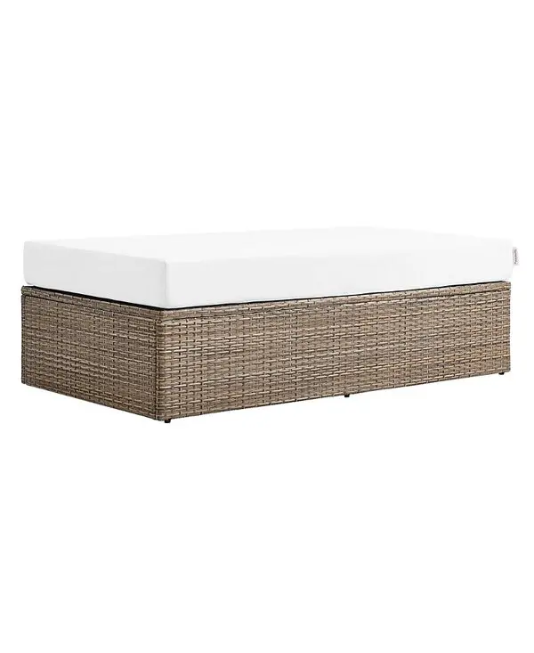 MODWAY Convene Outdoor Patio Rectangle Ottoman - Cappuccino White