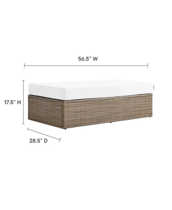 MODWAY Convene Outdoor Patio Rectangle Ottoman - Cappuccino White
