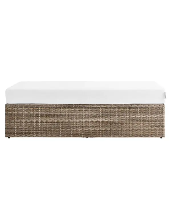 MODWAY Convene Outdoor Patio Rectangle Ottoman - Cappuccino White