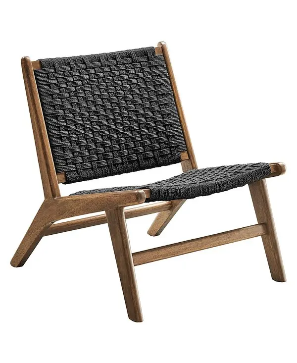 MODWAY Saoirse Woven Rope Wood Accent Lounge Chair - Walnut Black