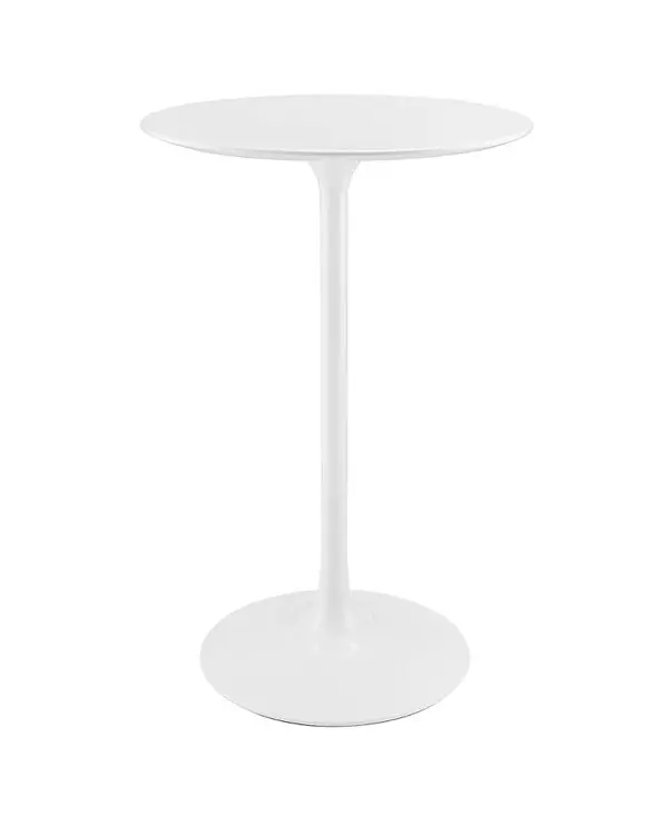 MODWAY Lippa Round Wood Bar Table - White