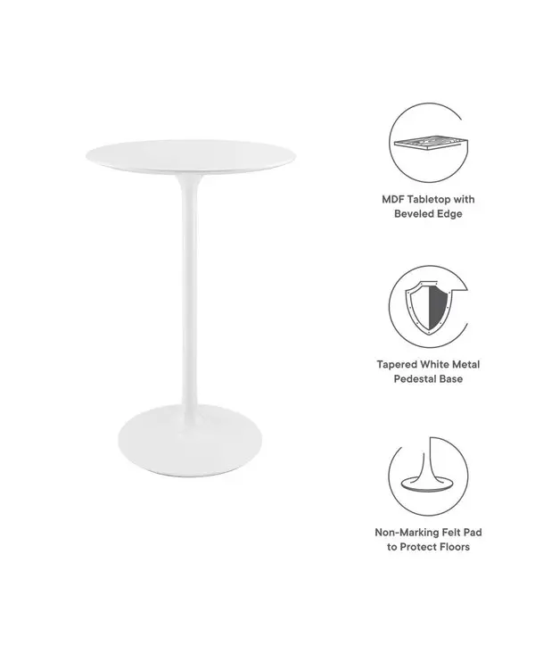 MODWAY Lippa Round Wood Bar Table - White